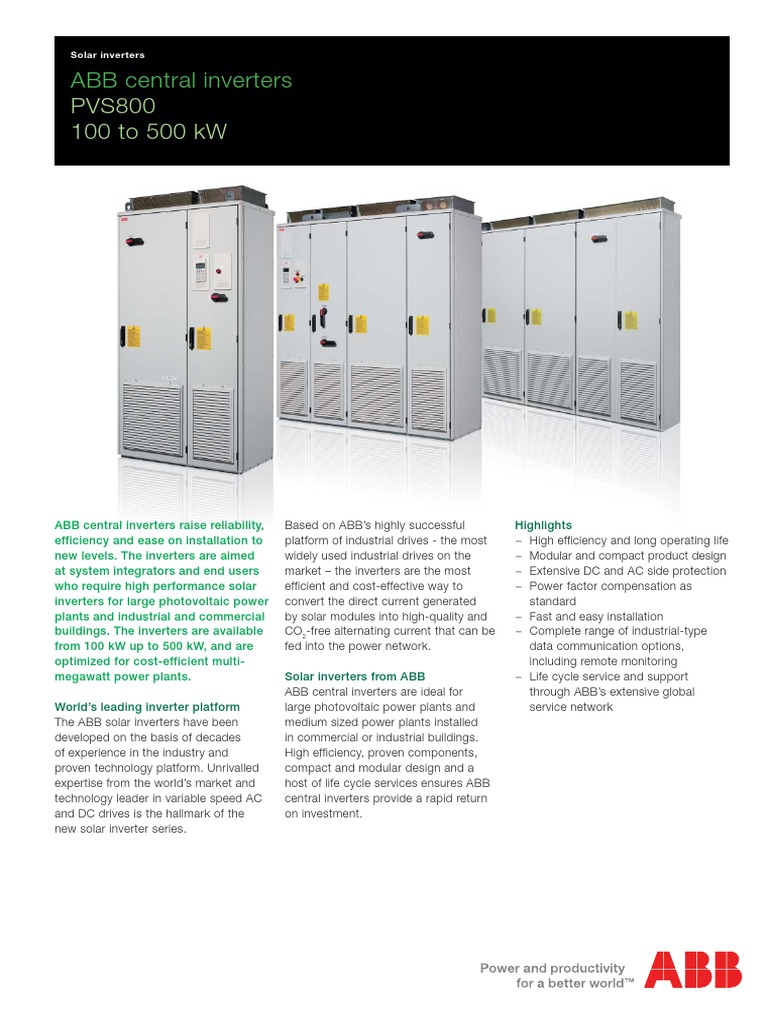 Pvs800 Central Inverters Flyer | PDF | Power Inverter | Photovoltaic System