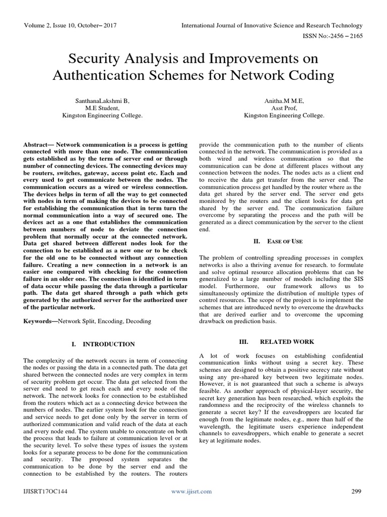 Security Analysis And Improvements On Authentication Schemes For Network Coding Pdf Wireless