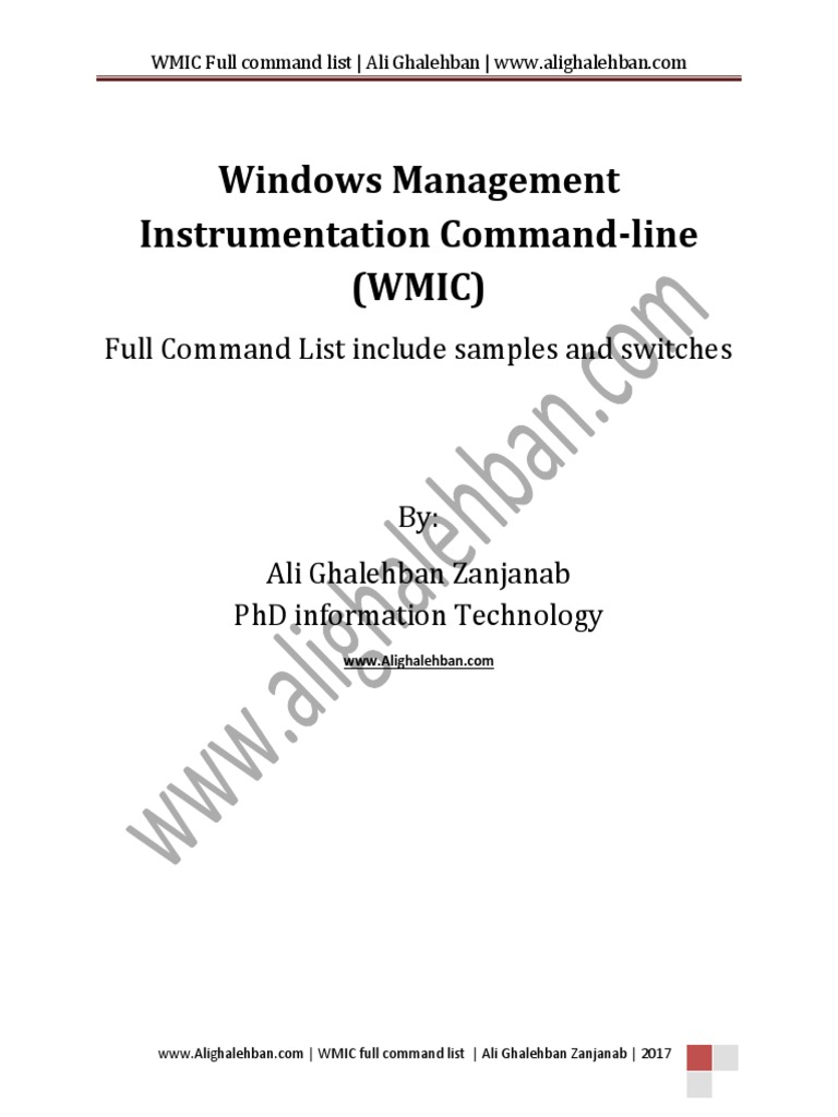 WMIC Full Command List- Ali Ghalehban - علی قلعه بان | PDF | Remote ...