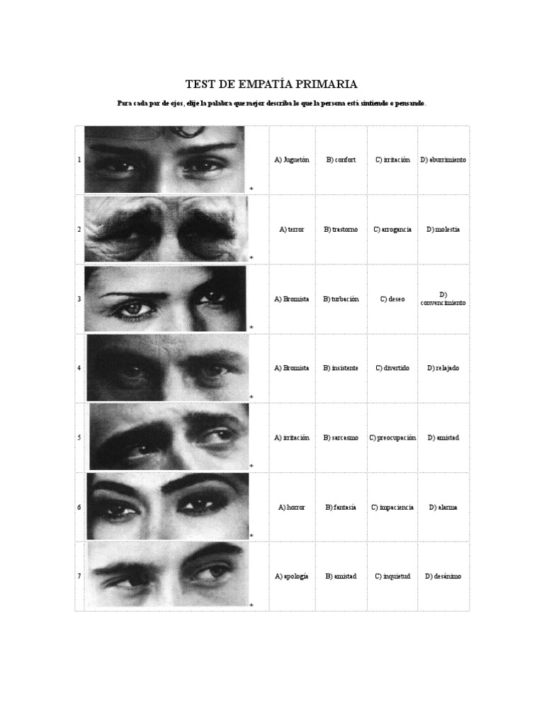 Cuadernillo Test de Empatia de Baron Cohen | PDF | Ajedrez | Deportes