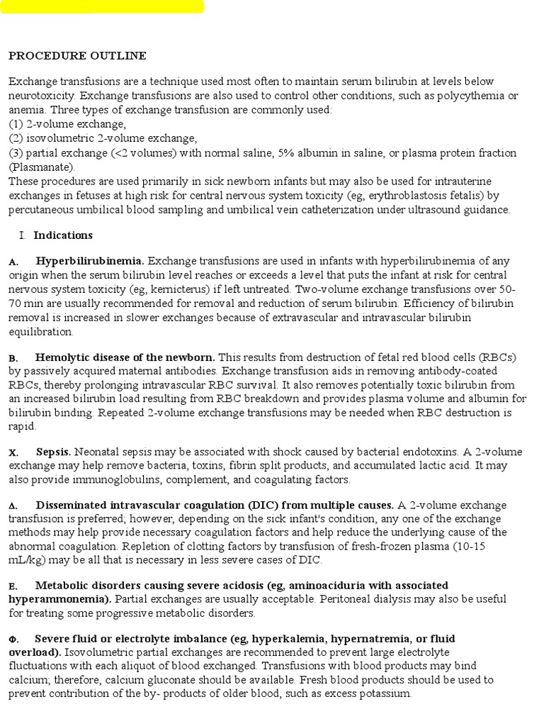 Exchange Transfusion | PDF | Blood Transfusion | Blood Donation