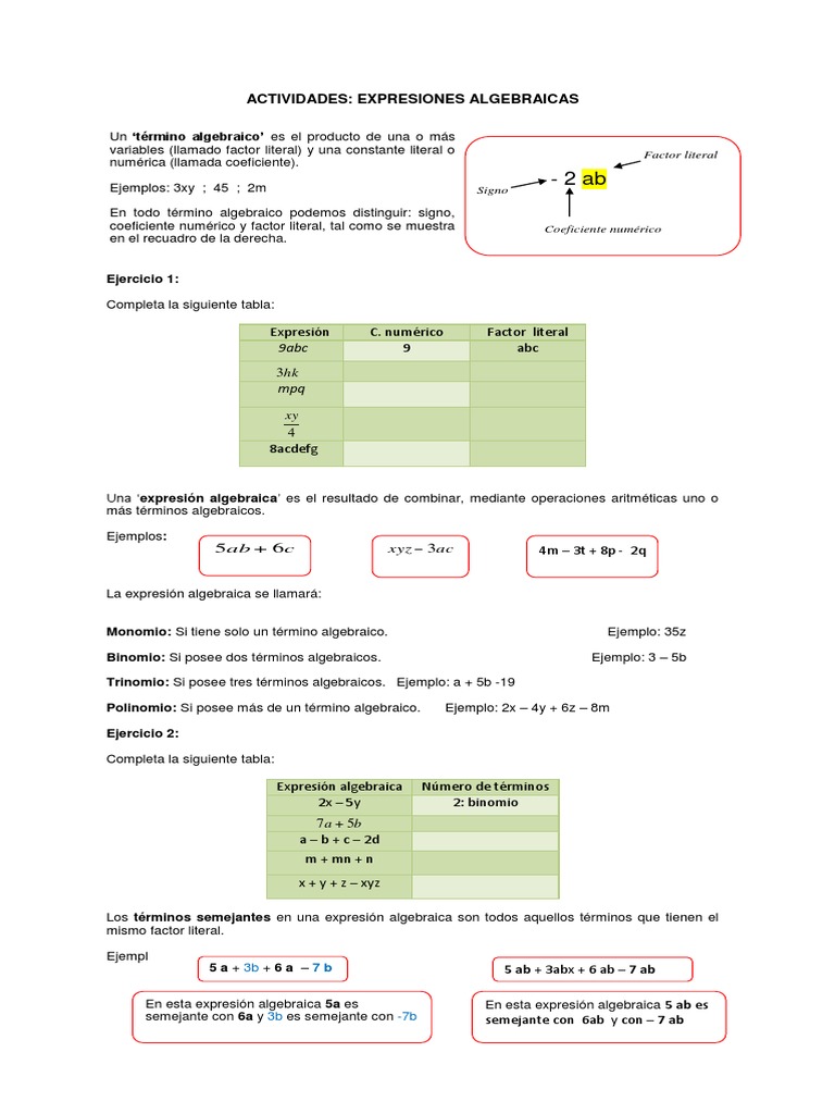 Terminos Semejantes Guia | PDF | Objetos matemáticos | Análisis numérico