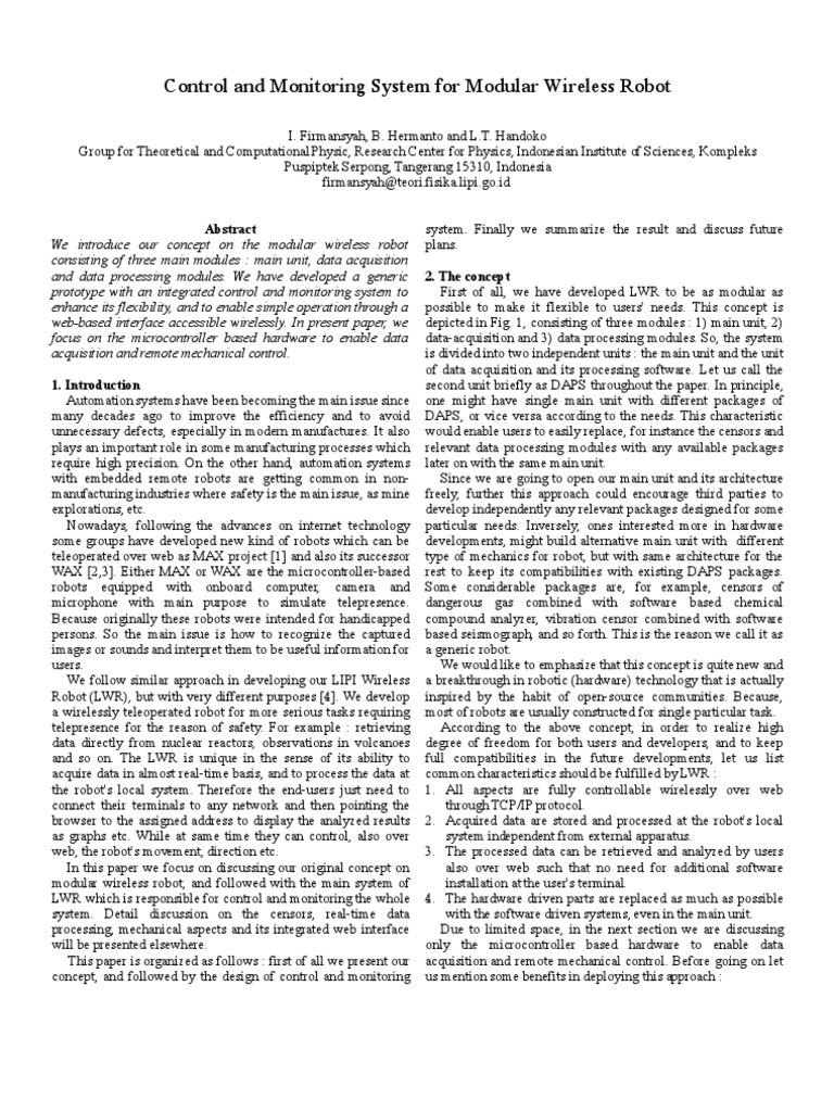 Control and Modelling of Wireless Robot | PDF | Data Acquisition | Microcontroller