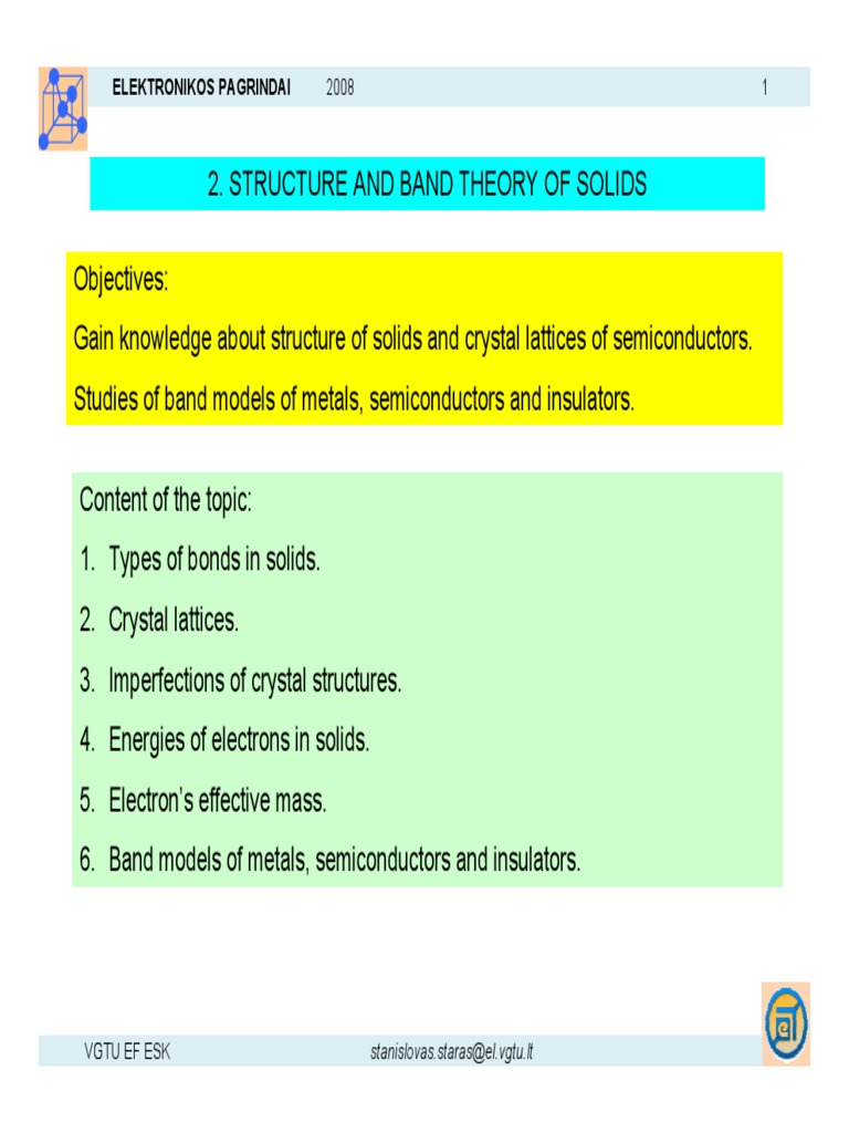 Structure of Solids | PDF | Valence And Conduction Bands | Crystal ...