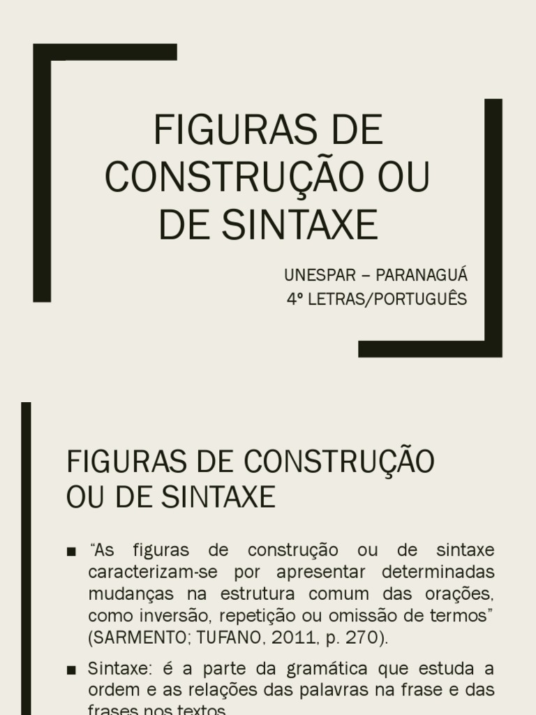 Figuras de Sintaxe: Exemplos e Definições | PDF | Assunto (gramática ...