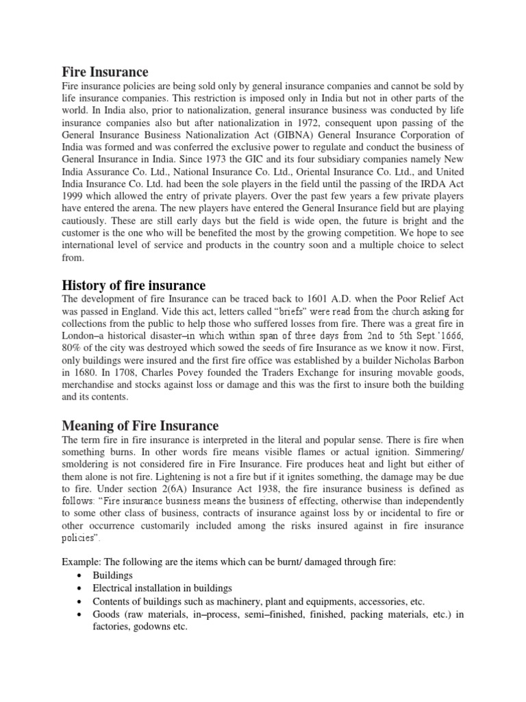 Overview of Fire Insurance Policies | PDF | Explosion | Property Insurance