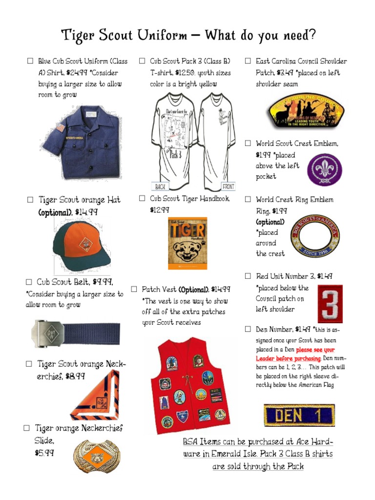 New Tiger Scout Checklist | PDF | Scouting | Boy Scouts Of America