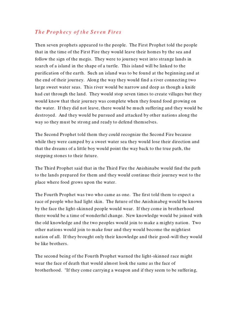 The Prophecy of The Seven Fires | PDF | Ojibwe