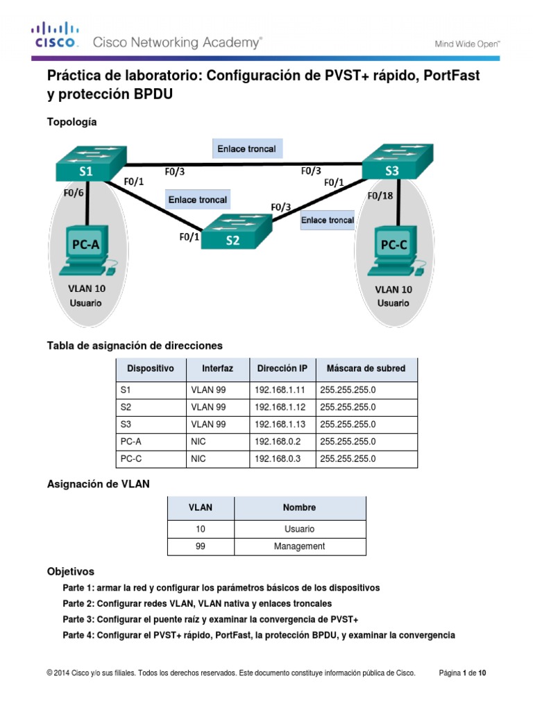 2.3.2.3 Lab - Configuring Rapid PVST+, PortFast, and BPDU Guard | PDF | Protocolos de internet ...