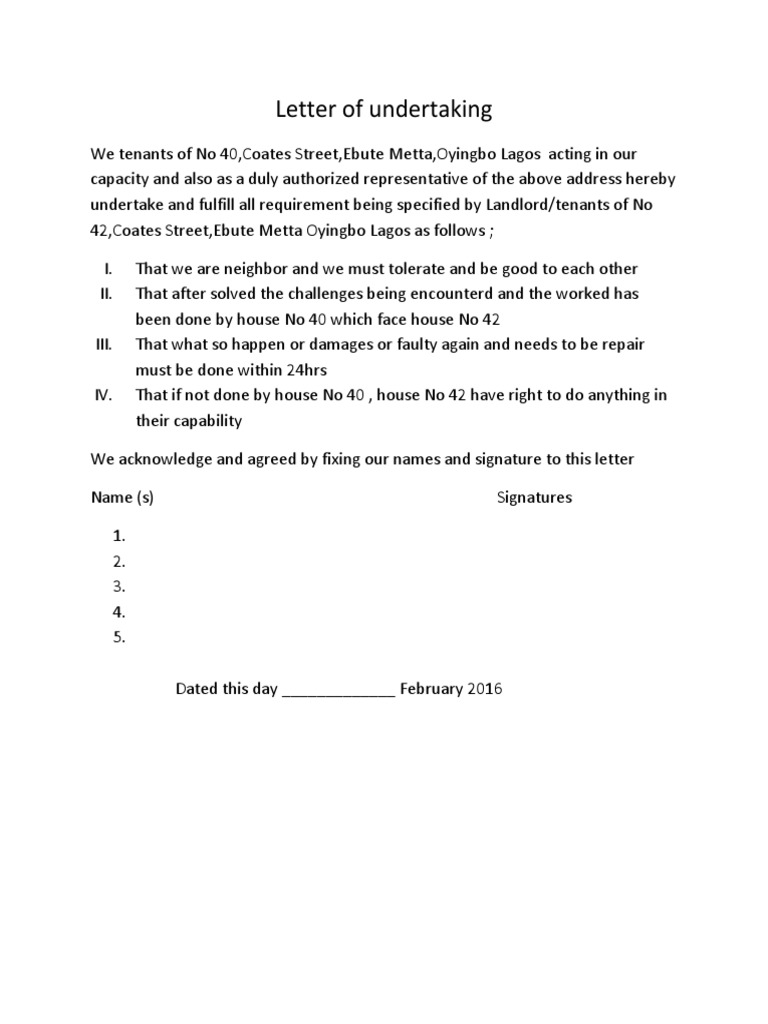 Letter of Undertaking | PDF
