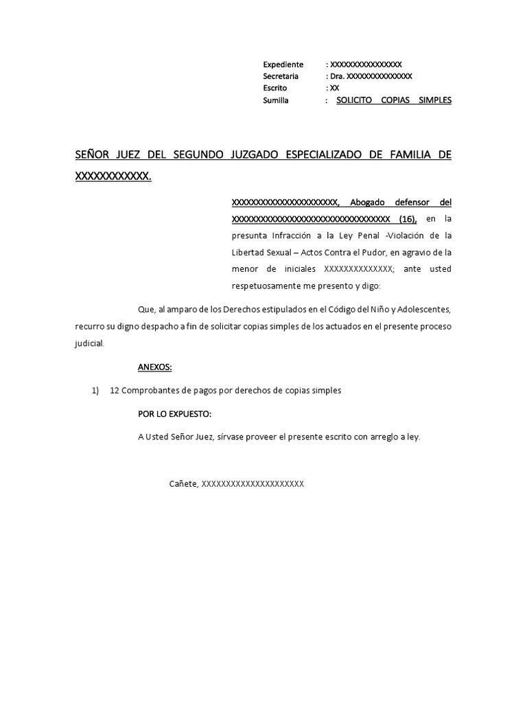 Modelo: Solicito Copias Simple | PDF