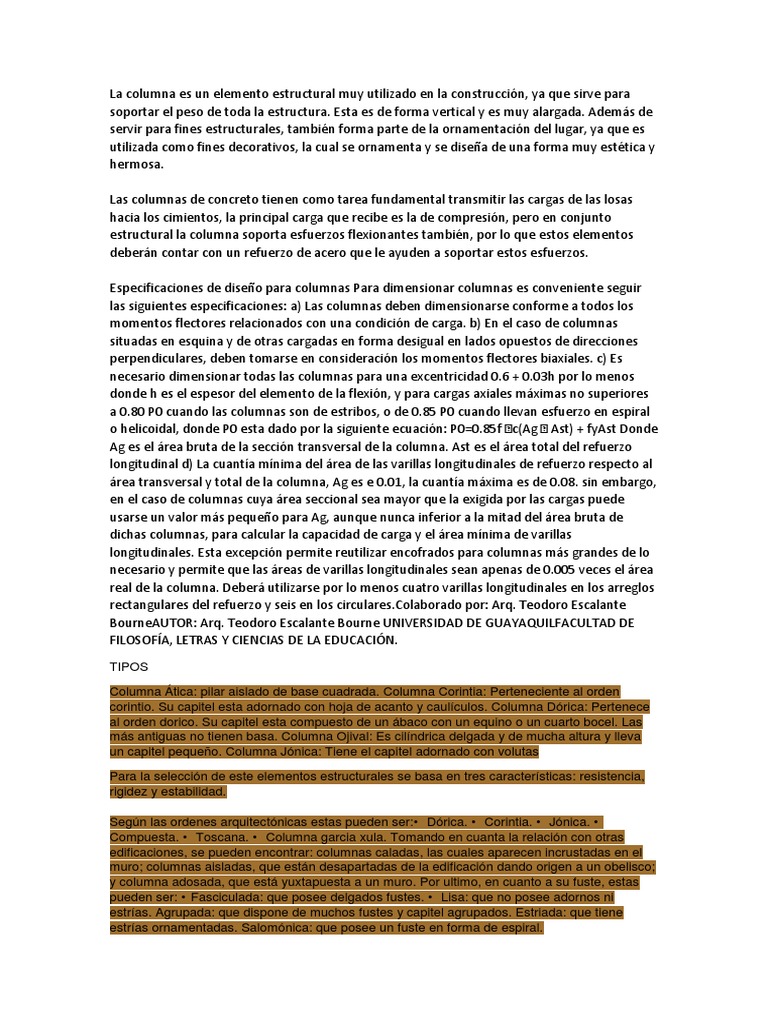 La Columna Es Un Elemento Estructural Muy Utilizado en La Construcción ...