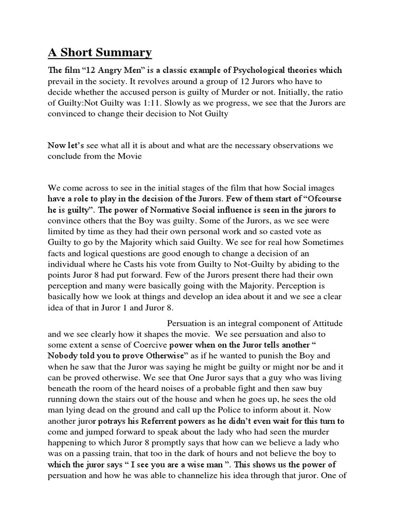 12 Angry Men | Persuasion | Psychological Concepts