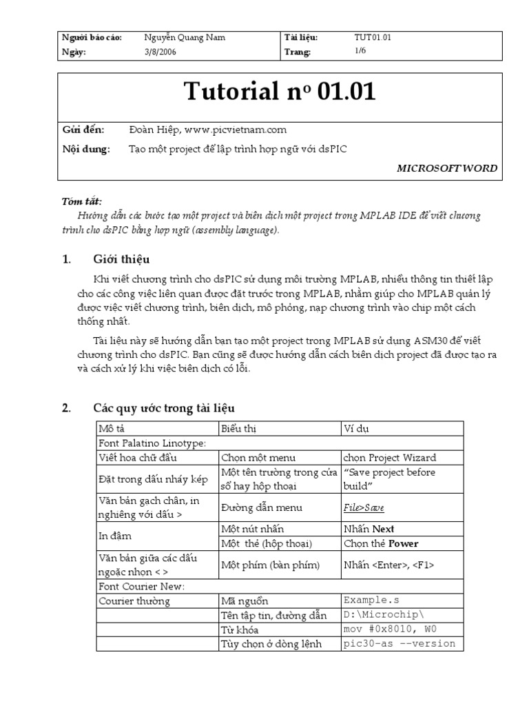 TUT01.01_Tạo một project để lập trình hợp ngữ với dsPIC | PDF