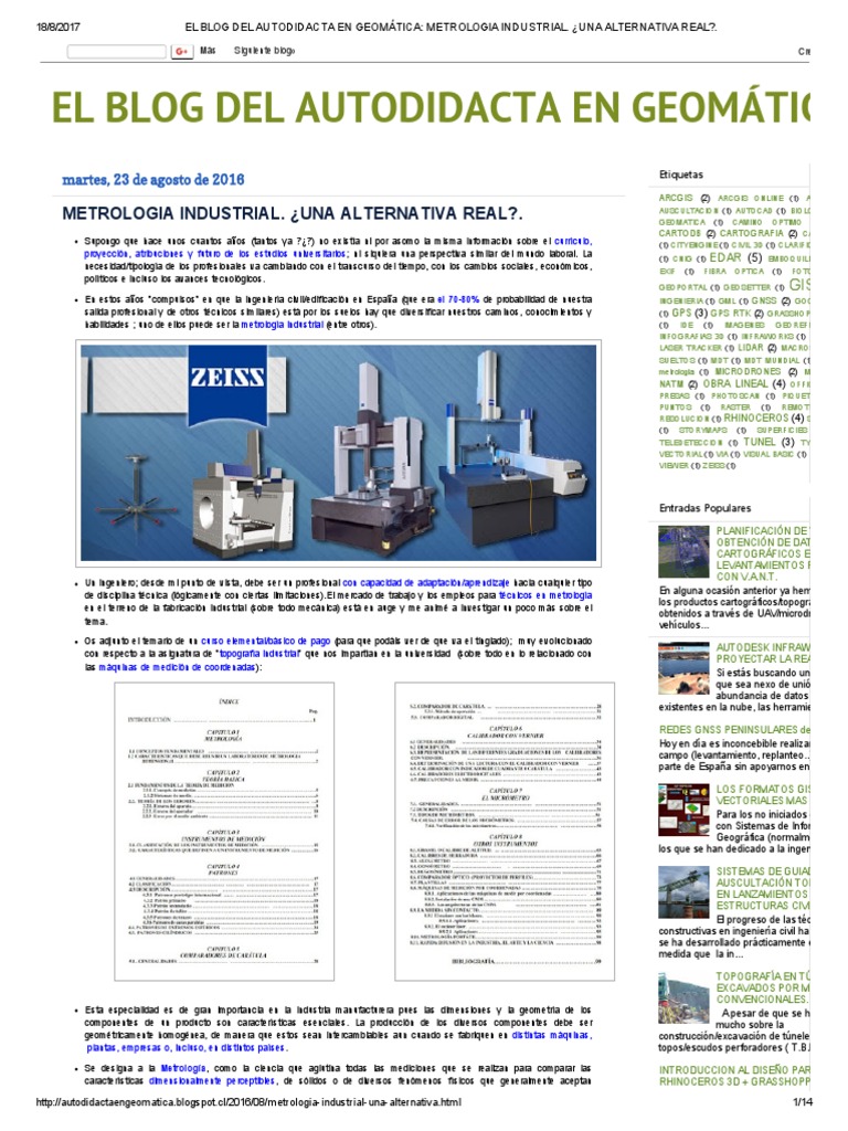 El Blog Del Autodidacta en Geomática - Metrologia Industrial. ¿Una Alternativa Real | PDF ...