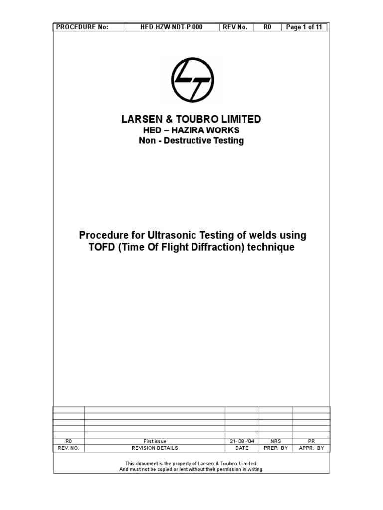 TOFD Procedurenew1 | PDF | Ultrasound | Nondestructive Testing