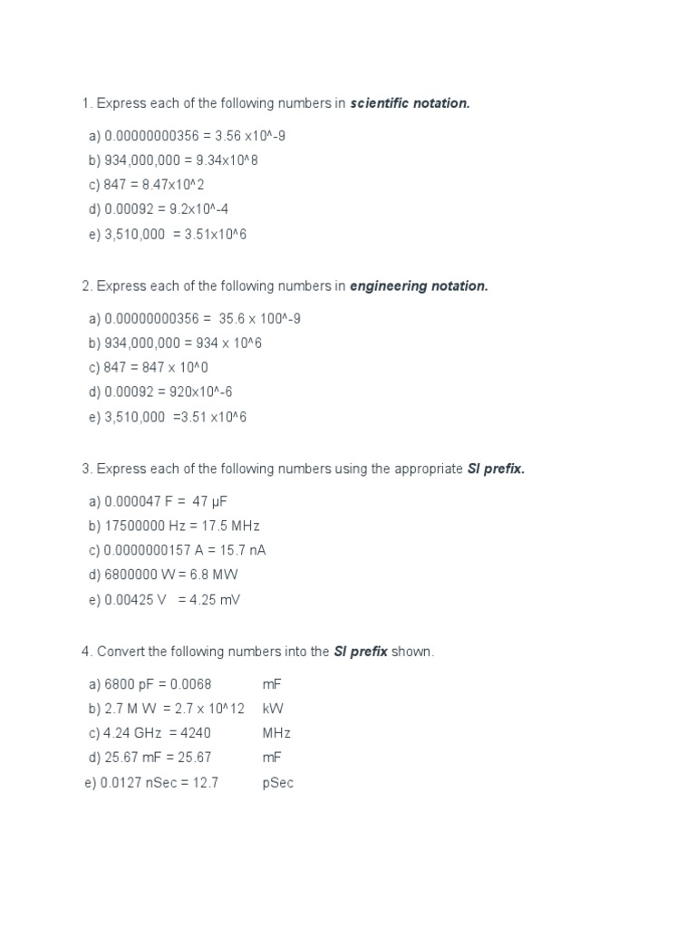 Activity 1.1.3 Scientific and Engineering Notation | PDF