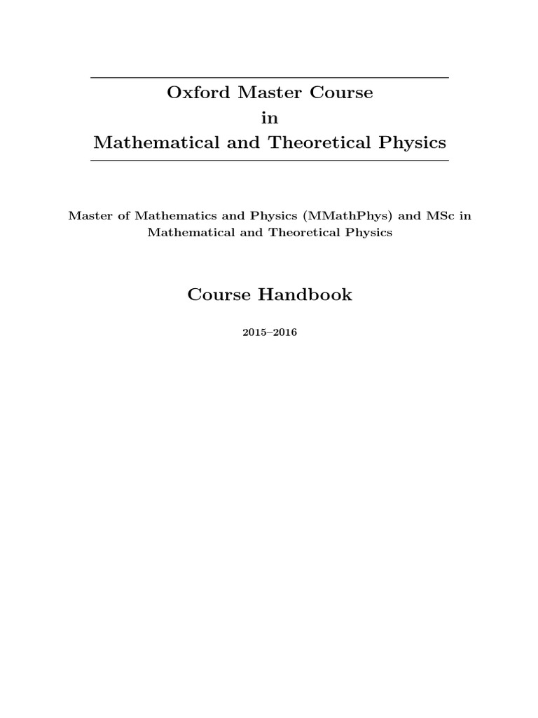 Oxford Master Course in Mathematical and Theoretical Physics | PDF ...