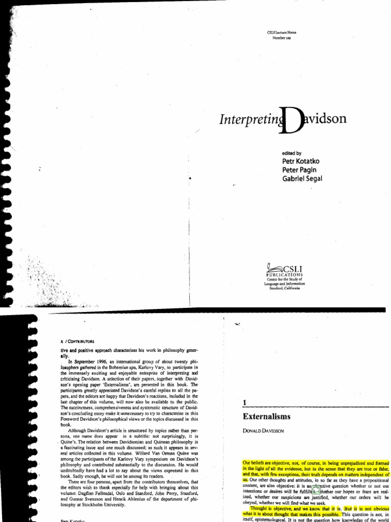 Externalisms Davidson | PDF | Internalism And Externalism | Epistemology