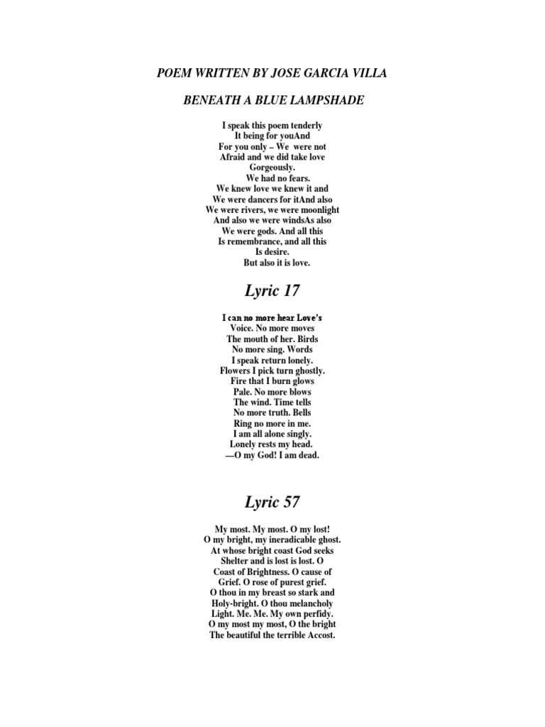 Poem Written by Jose Garcia Villa | Download Free PDF | Religion And ...
