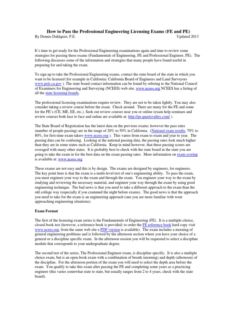 EIT-PE EXAM How To Pass PDF | PDF | Engineer | Test (Assessment)