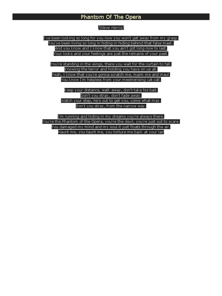 Phantom of The Opera | PDF