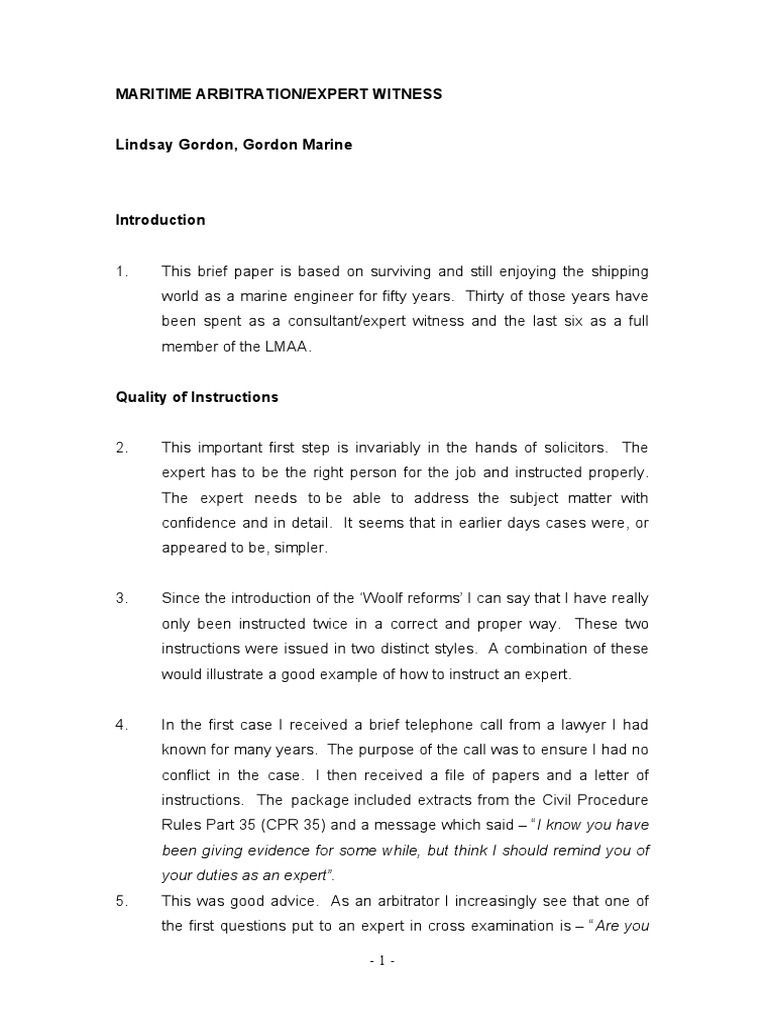 C 50 Maritime Arbitration Expert Witness | PDF | Expert | Expert Witness