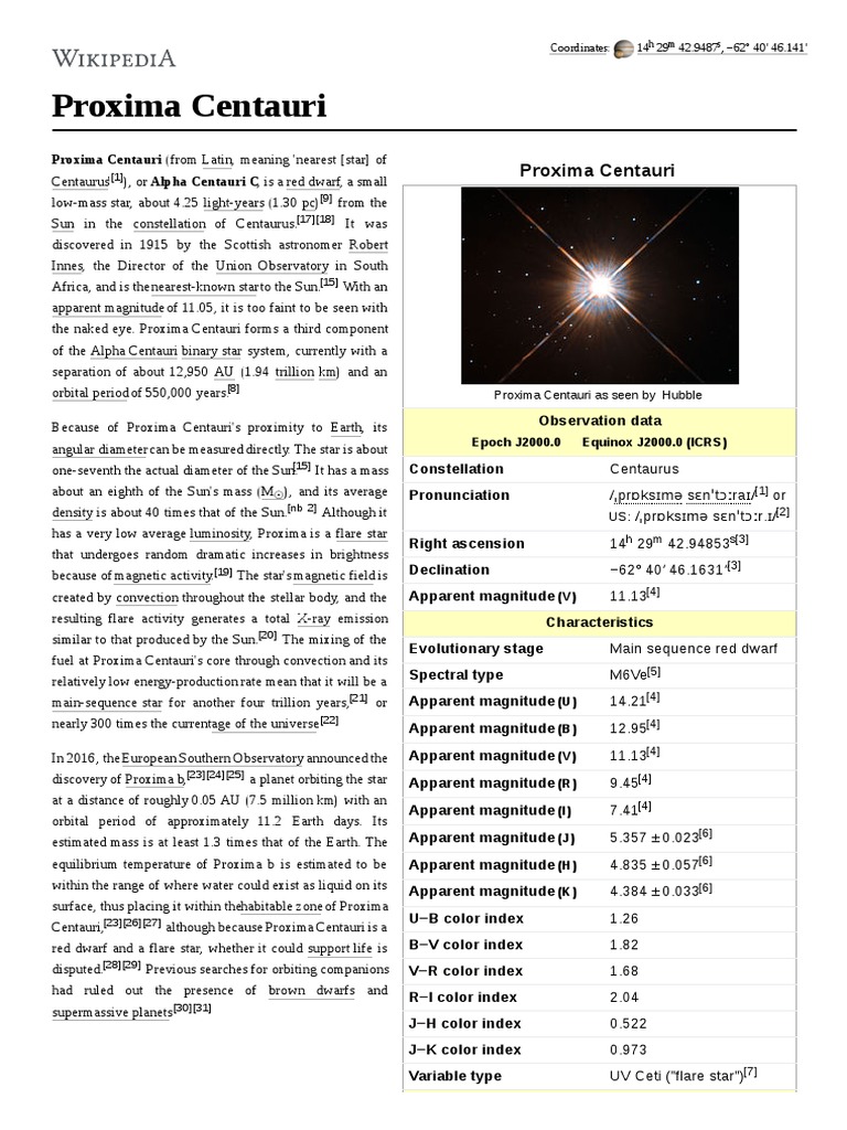 Proxima Centauri | PDF | Stars | Stellar Astronomy