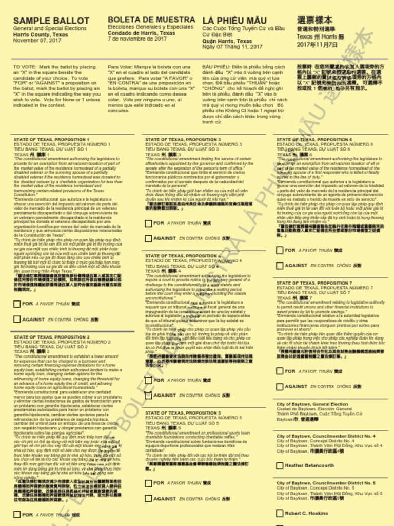 2017 Harris County Elections Sample Ballot | PDF
