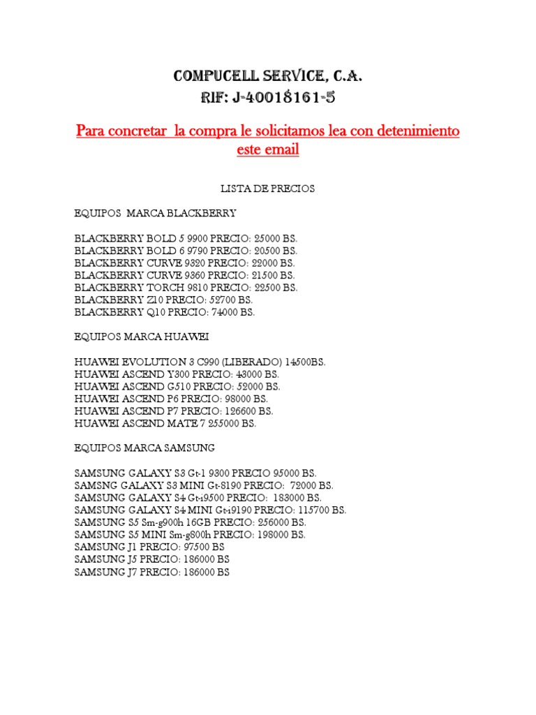 Compucell Services, C.A. | PDF | Electrónica portátil | Computadoras móviles