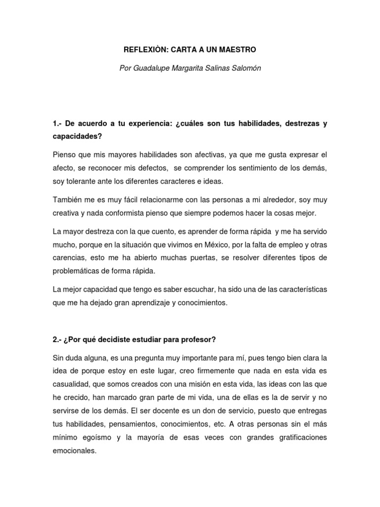 Carta a Un Maestro | Aprendizaje | Maestros | Prueba gratuita de 30 ...