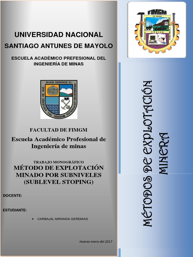Metodo Sublevel Stoping 1 Pdf Pdf Minería Minerales
