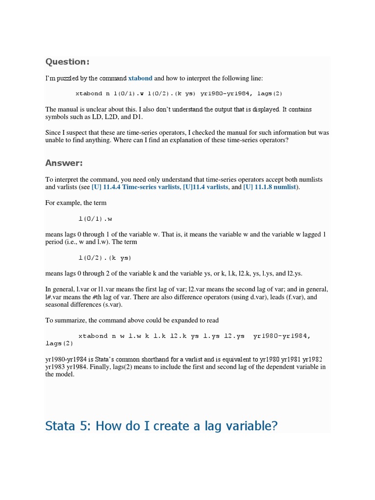 Stata Question | PDF | Computers Stata Question | PDF | Computers