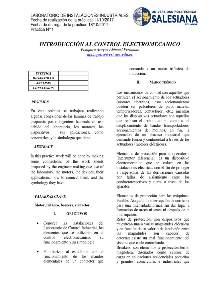 Introducción Al Control Electrómecanico | PDF | Relé | Ingeniería mecánica