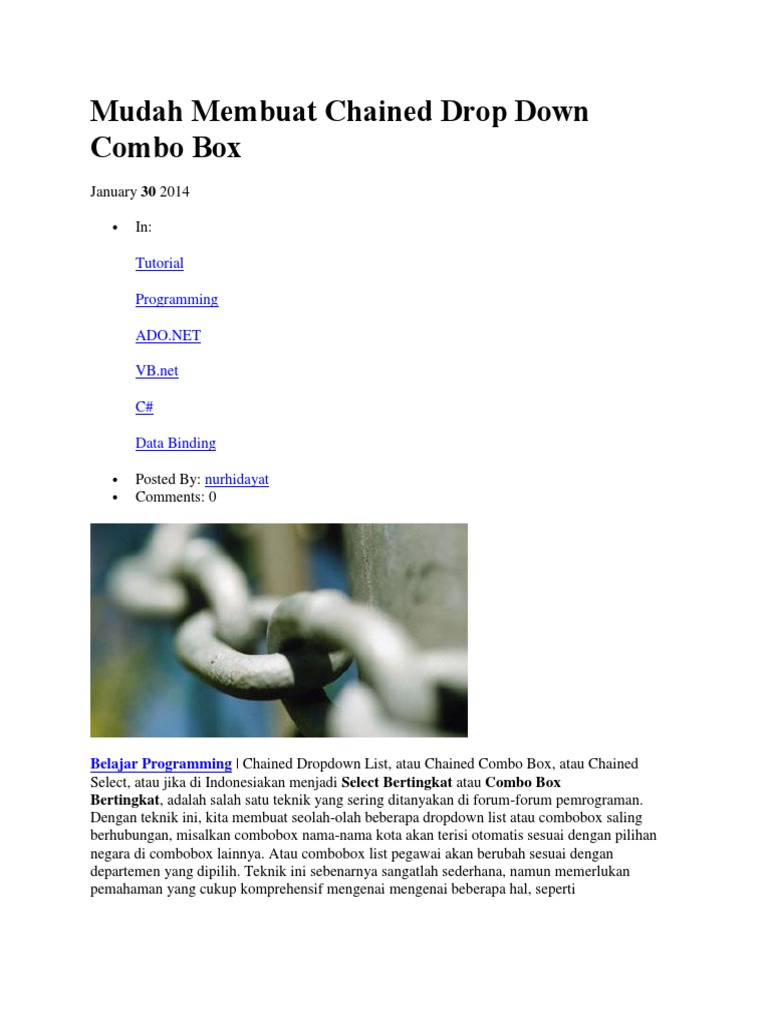 Mudah Membuat Chained Drop Down Combo Box | PDF