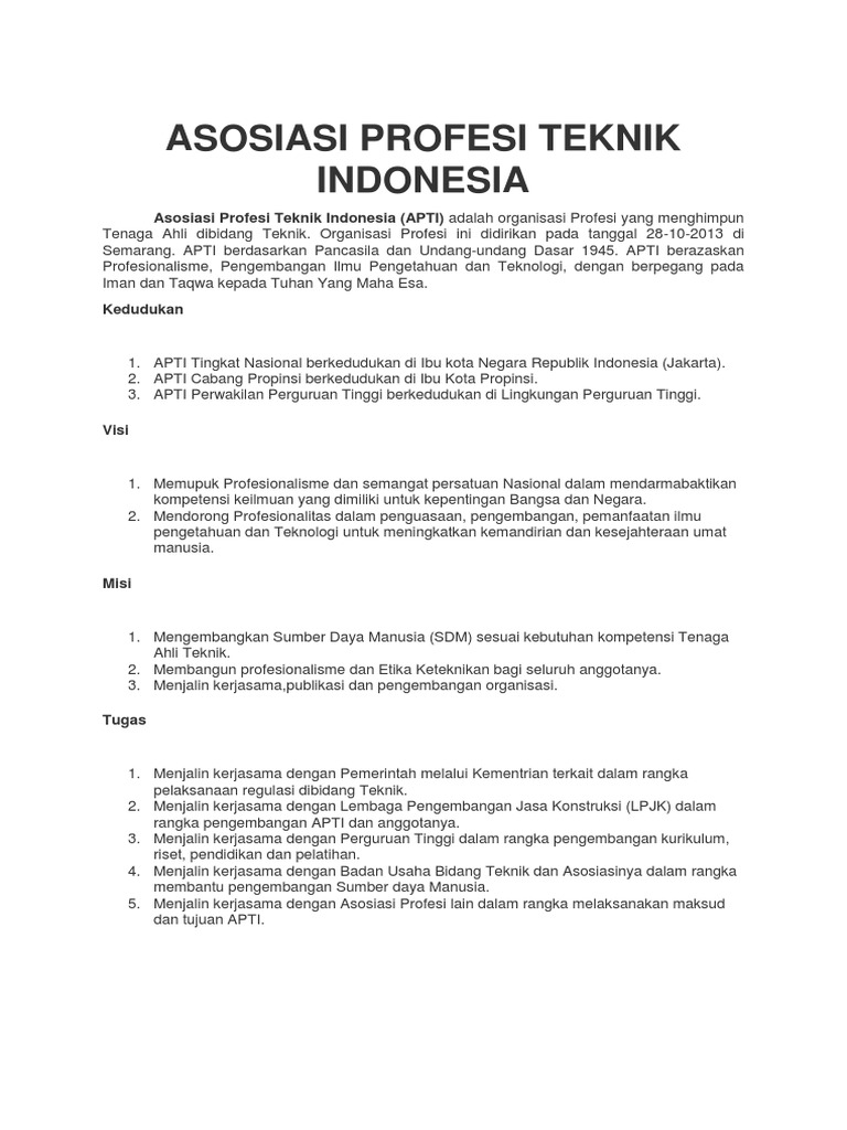 Asosiasi Profesi Teknik Indonesia | PDF