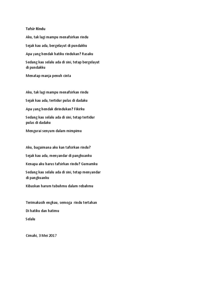 Puisi Tentang Rindu dan Kehadiran | PDF | Puisi