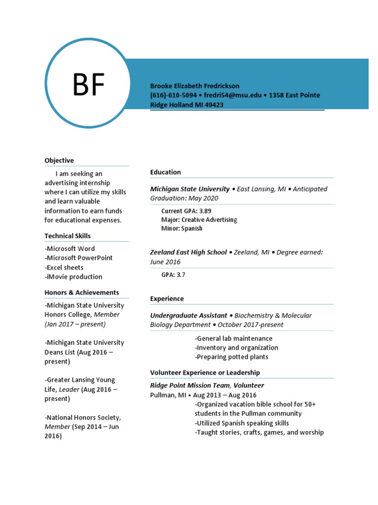 Brooke Normal Resume | PDF | Academia | Educational Stages