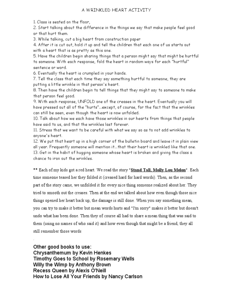 Wrinkled Heart Activity for Kids | PDF | Language Arts & Discipline