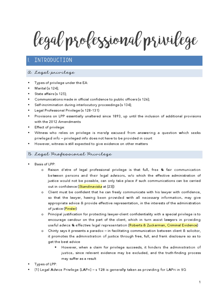 Legal Professional Privilege PDF | Download Free PDF | Confidentiality ...