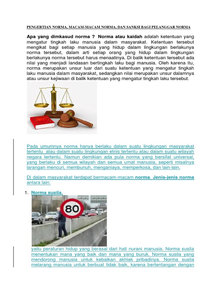 Pengertian dan Jenis-Jenis Norma | PDF | Hukum | Gaya Hidup