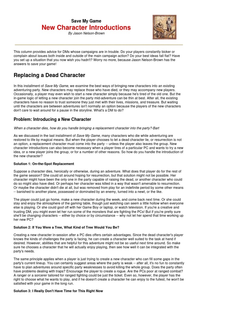 New Character Introductions | PDF | Personal Computers | Role Playing Games