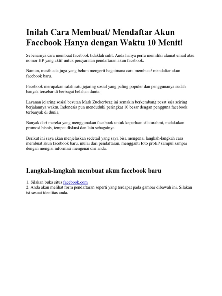 Cara Membuat FB | PDF
