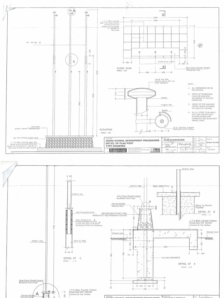 Detail of Flag Post Type Drawing
