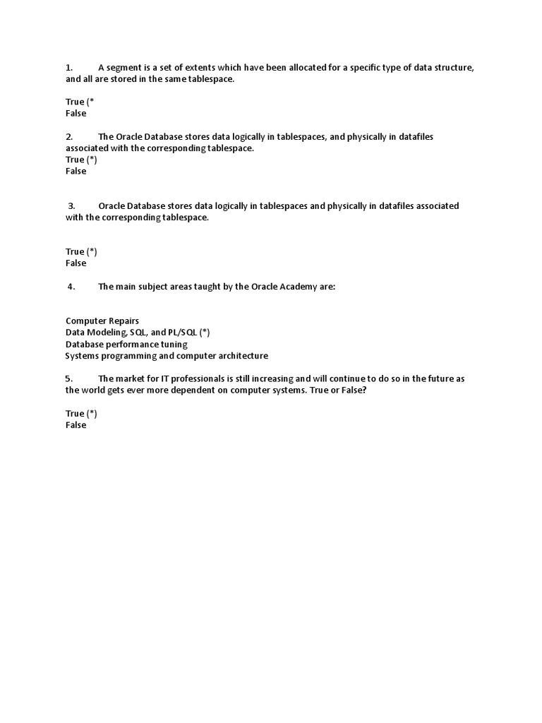 Answer Key For Ilearning Oracle Academia | PDF | Relational Database ...