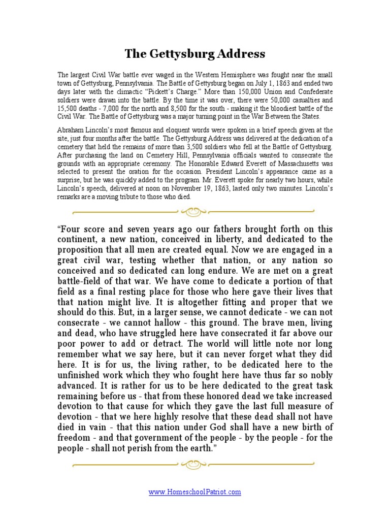 Gettysburgaddress | PDF | Battle Of Gettysburg | Military Operations Of ...