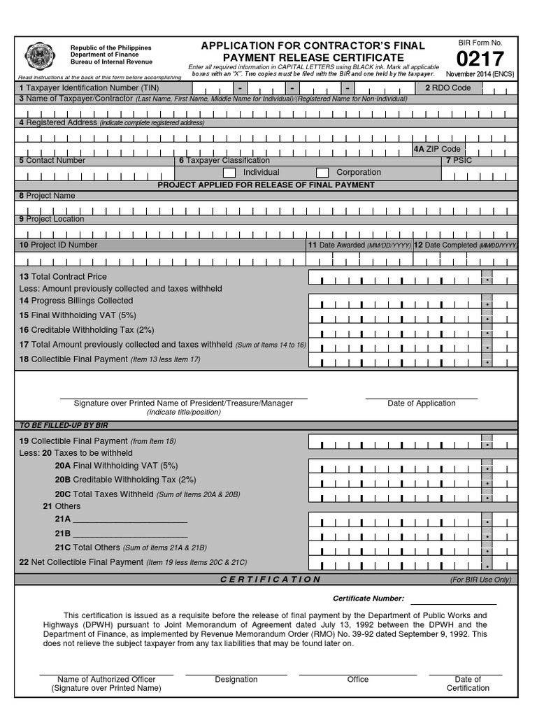 0217 Form New | PDF | Withholding Tax | Taxpayer