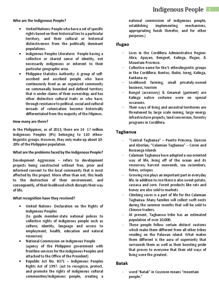 Indigenous Peoples Handout | PDF | Agriculture