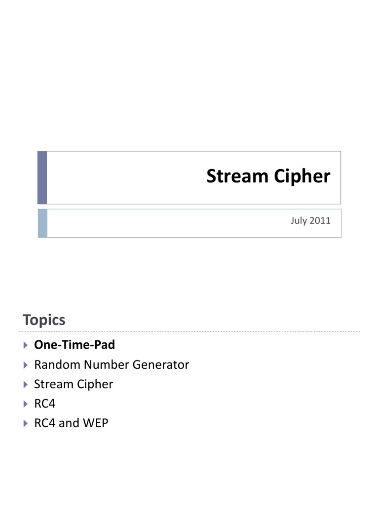 Stream Cipher: July 2011 | PDF | Cryptography | Key (Cryptography)