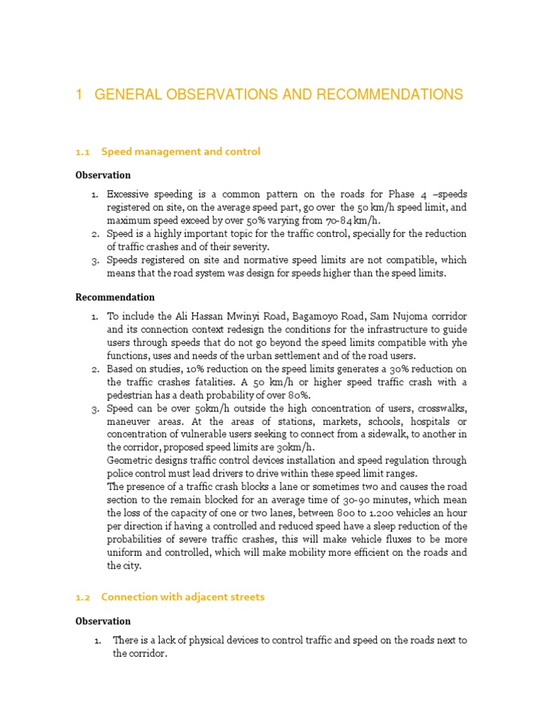 General Observations and Recommendations TRAD | PDF | Traffic ...